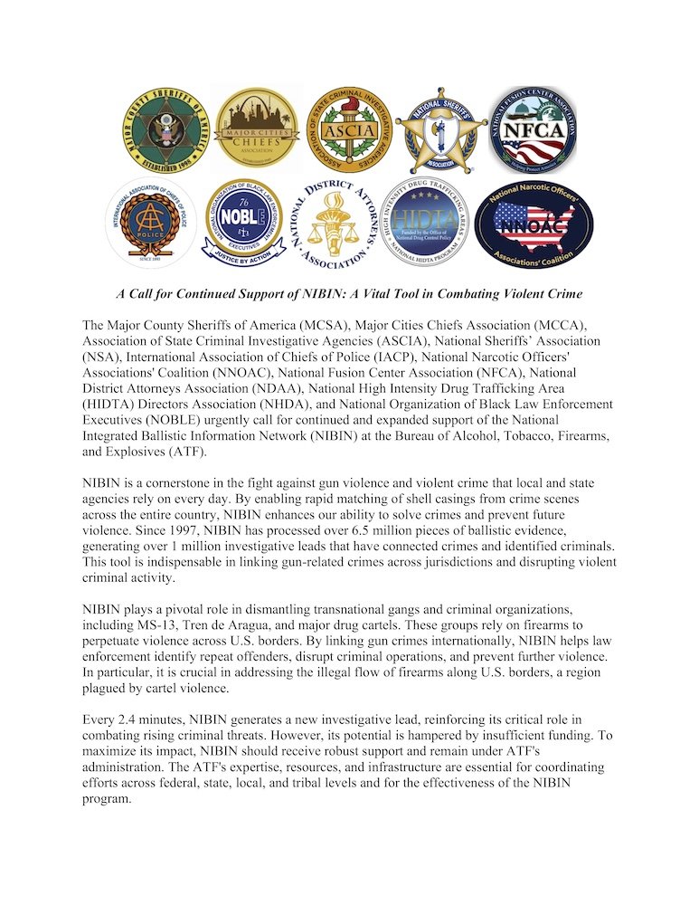 (02/26/25): Joint Law Enforcement Statement on NIBIN